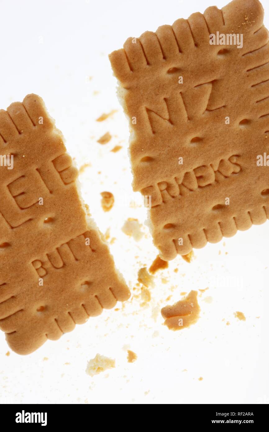 Leibniz shortbread biscuit, broken in half Stock Photo - Alamy
