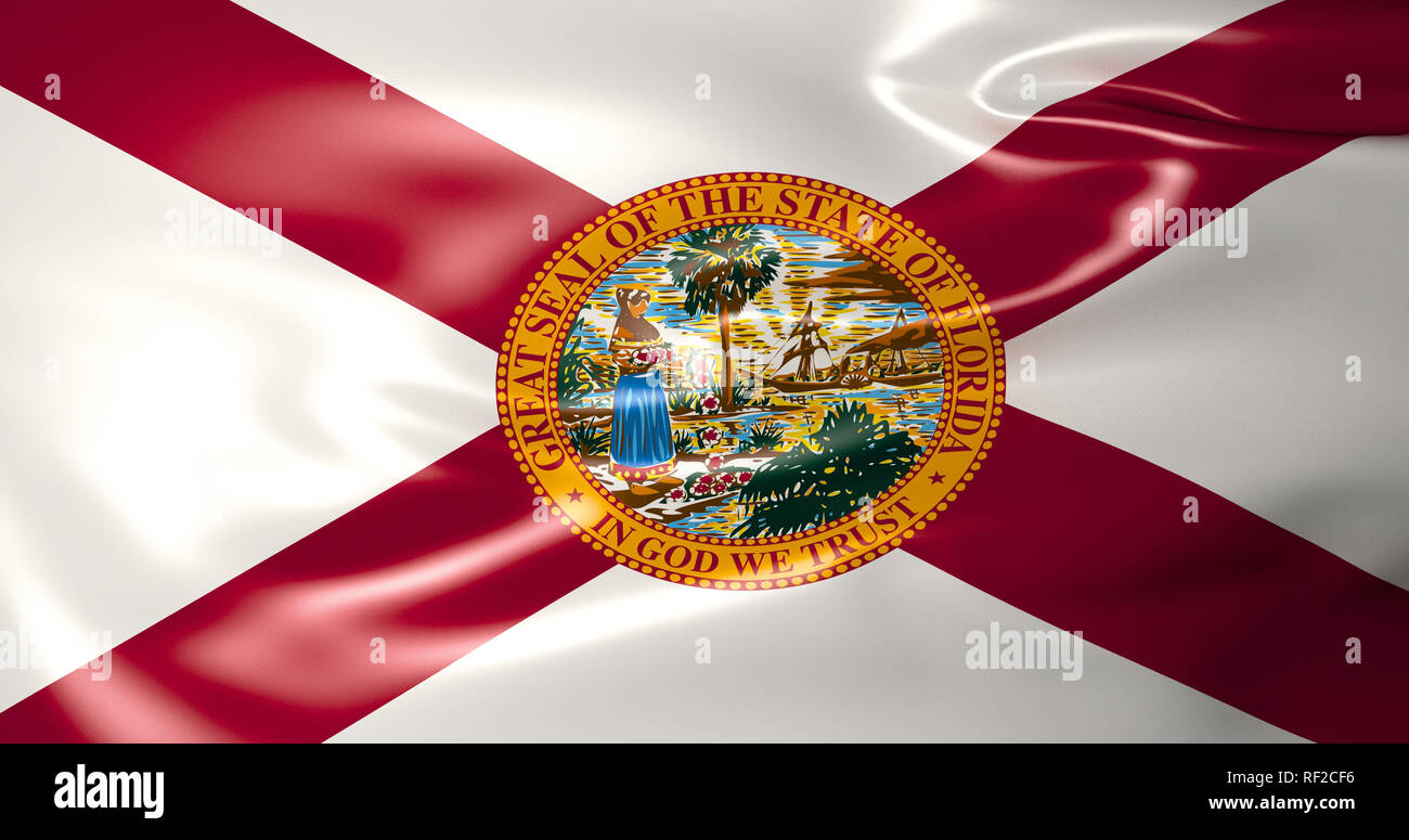 Florida flag. United States of America. 3d illustration. 4K quality ...