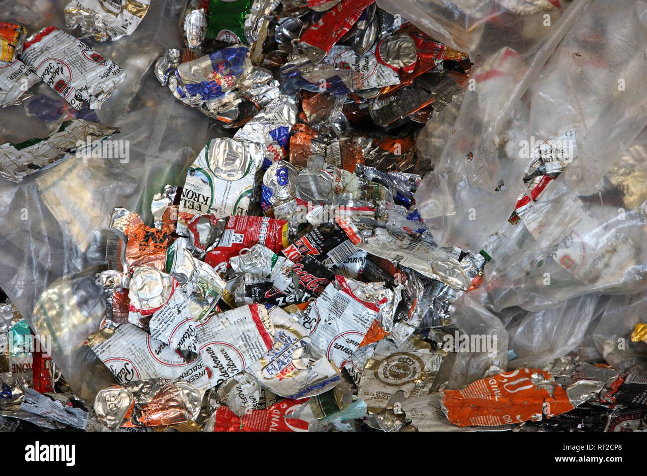 Tin cans are shredded and pressed, Essen, North Rhine-Westphalia Stock ...