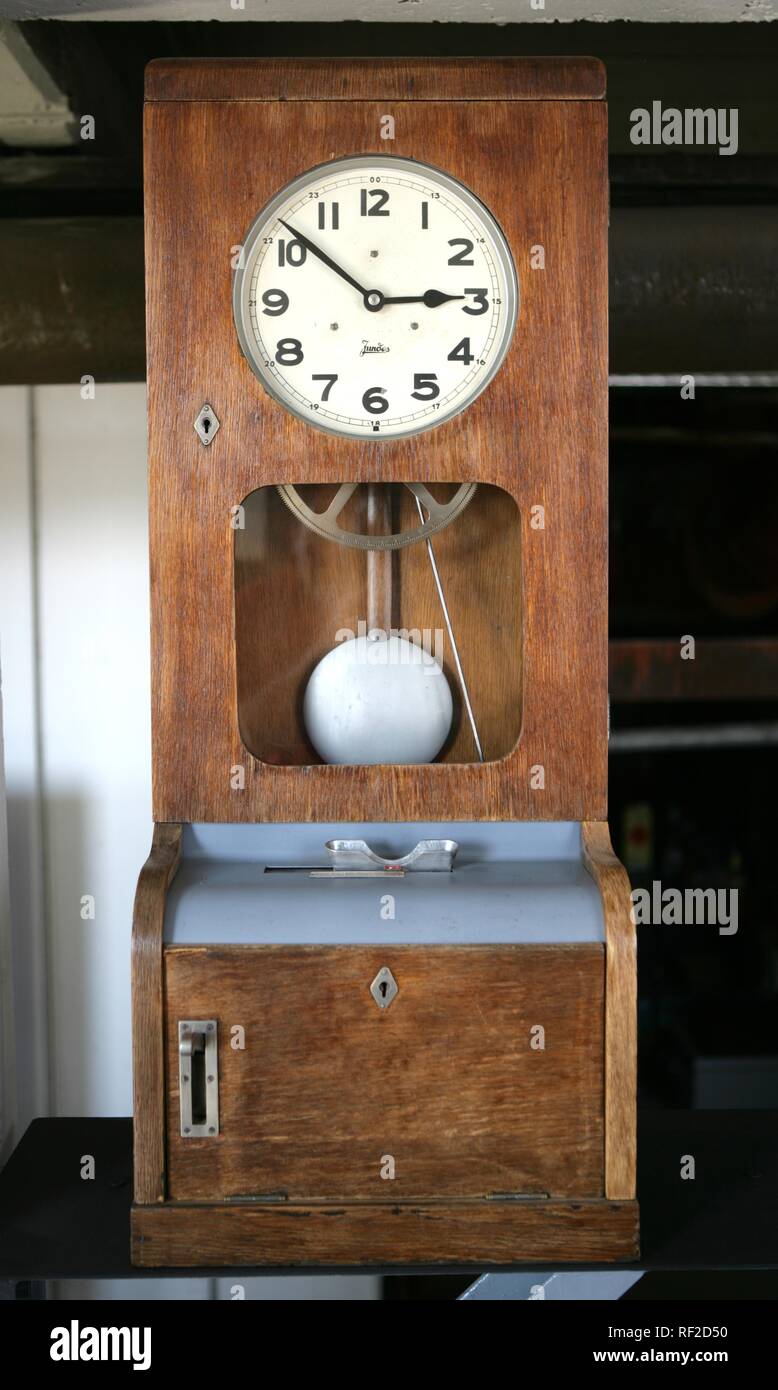 Coal miner's check clock, Consol Museum in the former conveying ...