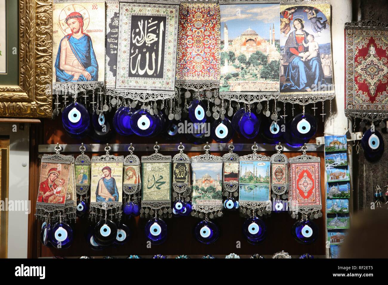 Booth with religious motifs, Grand Bazar or Covered Bazar, covered ...