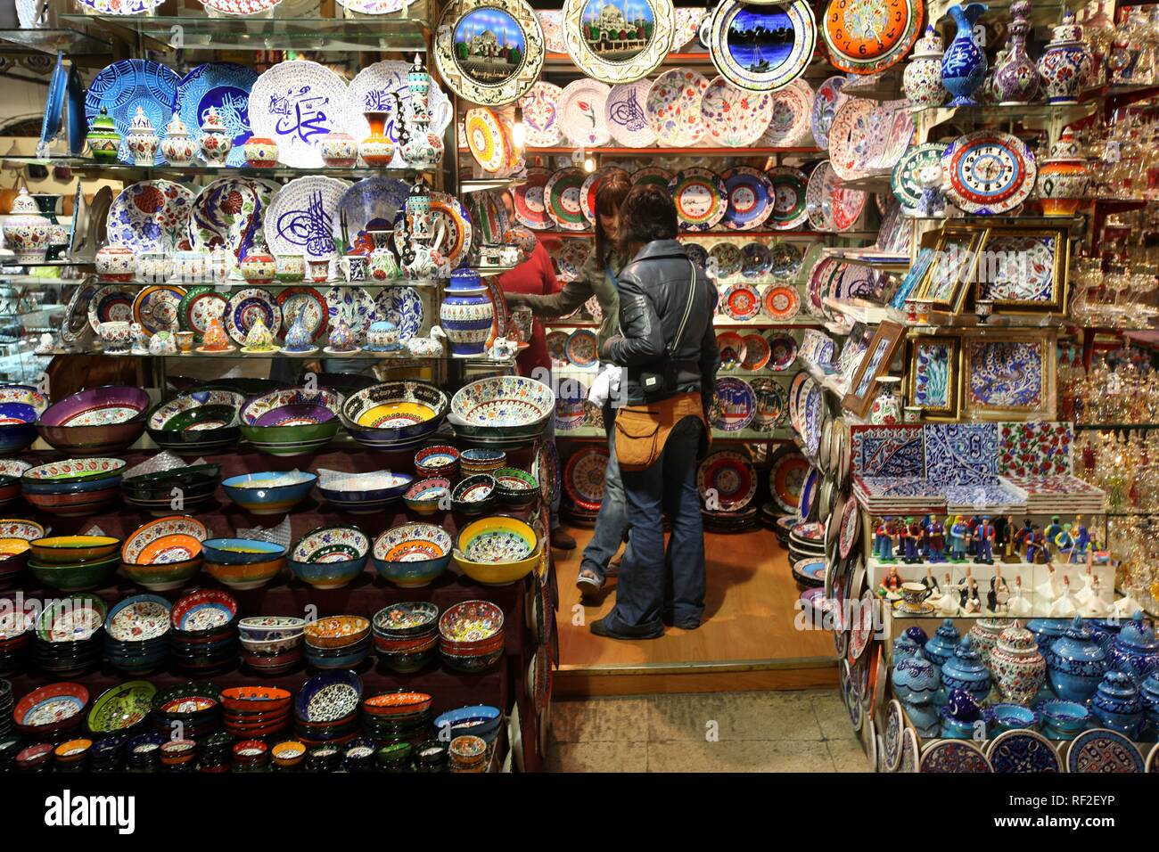 Booth with ceramics, Grand Bazar or Covered Bazar, covered market for ...