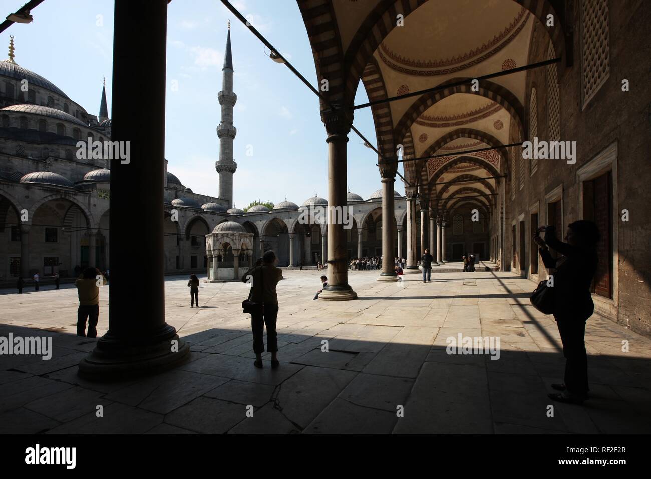 Courtyard, Blue Mosque, Sultan Ahmet Mosque, Istanbul, Turkey Stock ...