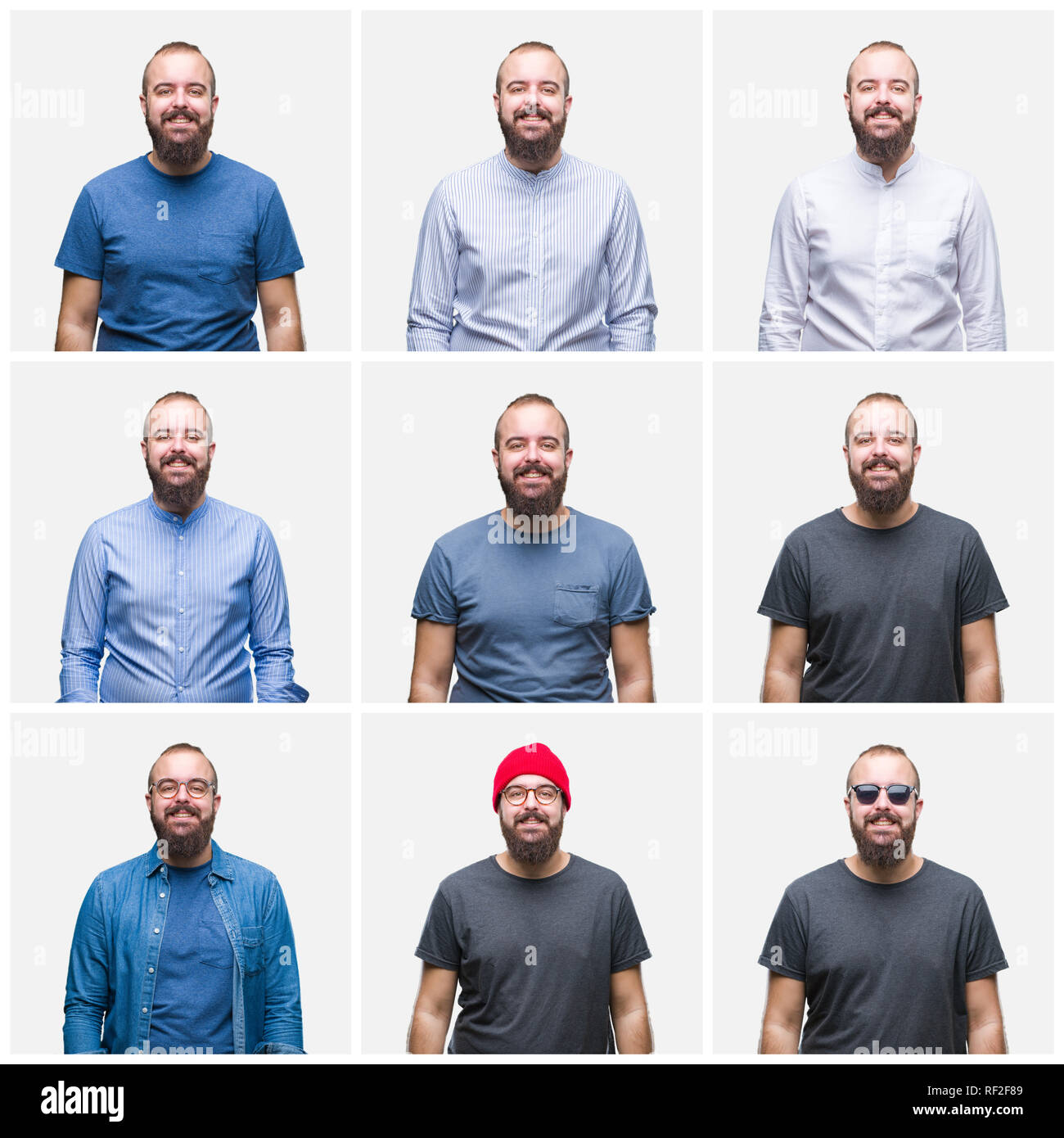 Collage of young man over isolated background with a happy and cool ...