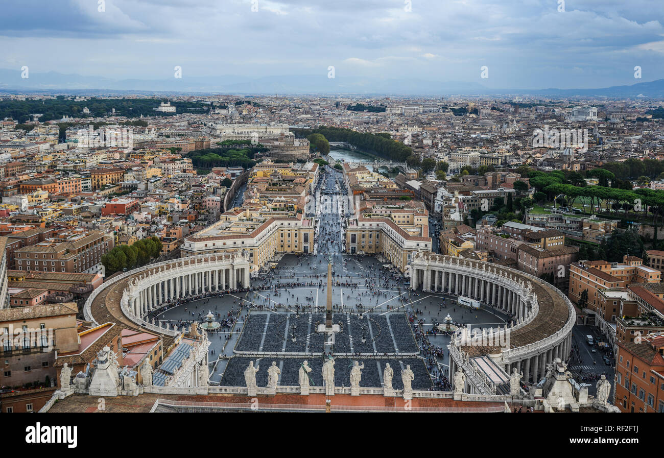 Vatican - Oct 16, 2018. Looking down panorama view over Saint Peter ...