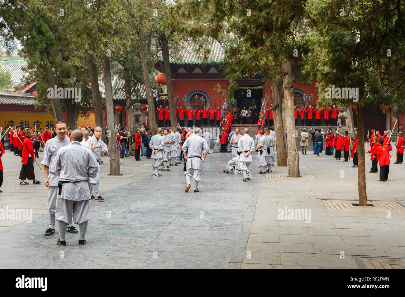 Dengfeng, China - October 16, 2018: Pupils of the martial arts school ...