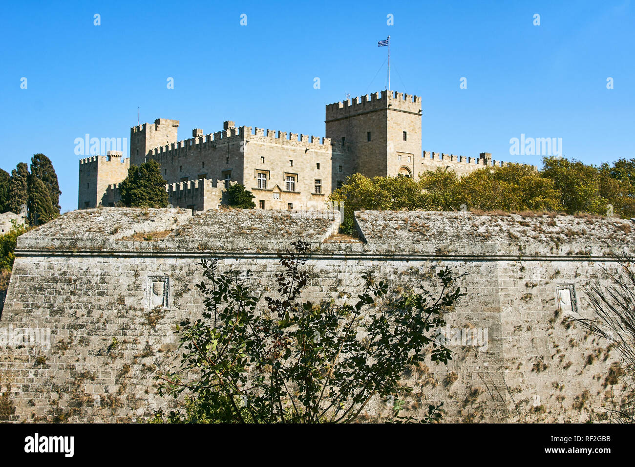 The walls and turrets of the medieval castle of the Joannite Order in ...