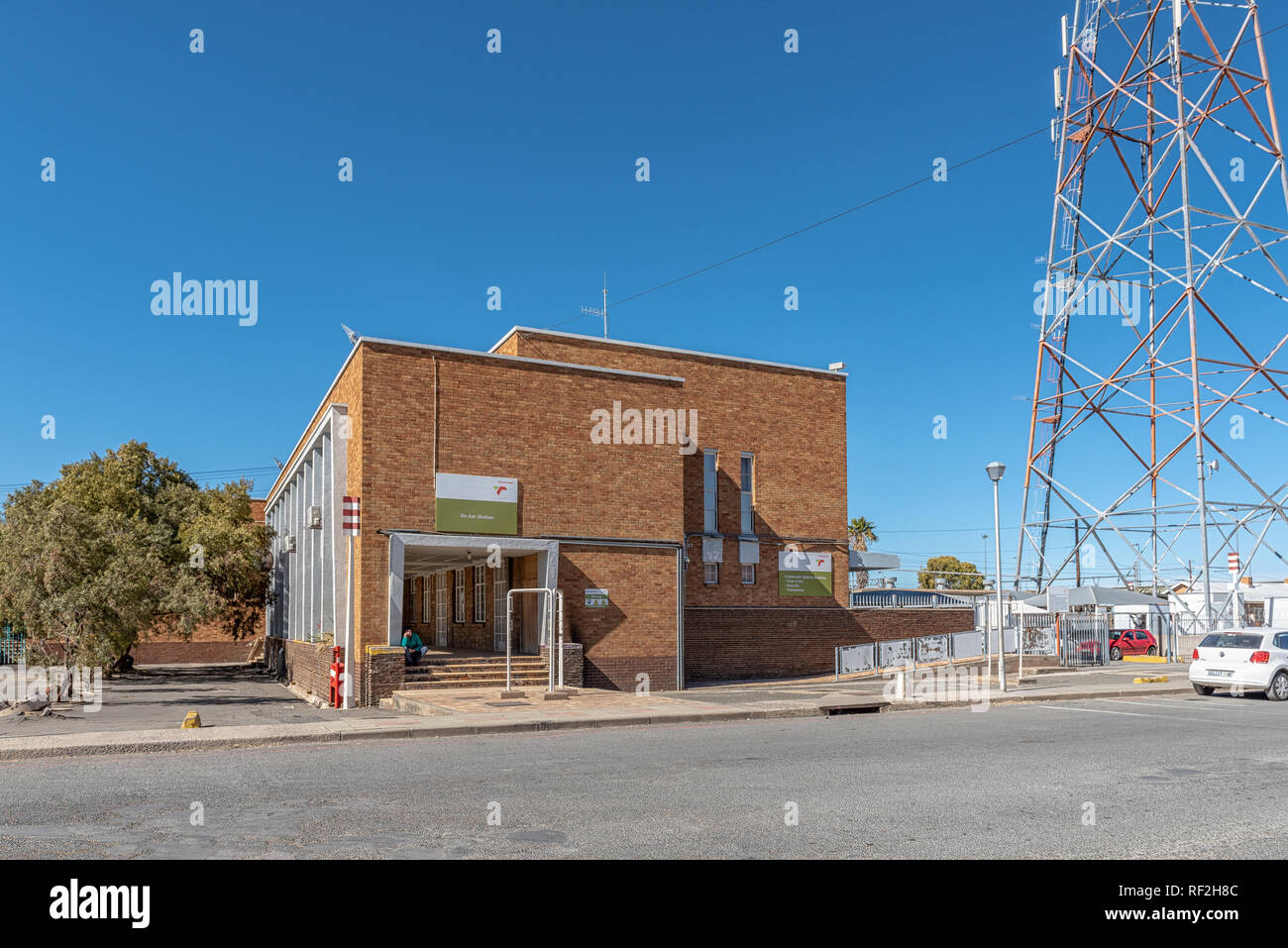 DE AAR, SOUTH AFRICA, AUGUST 6, 2018: A street scene, with the railroad ...