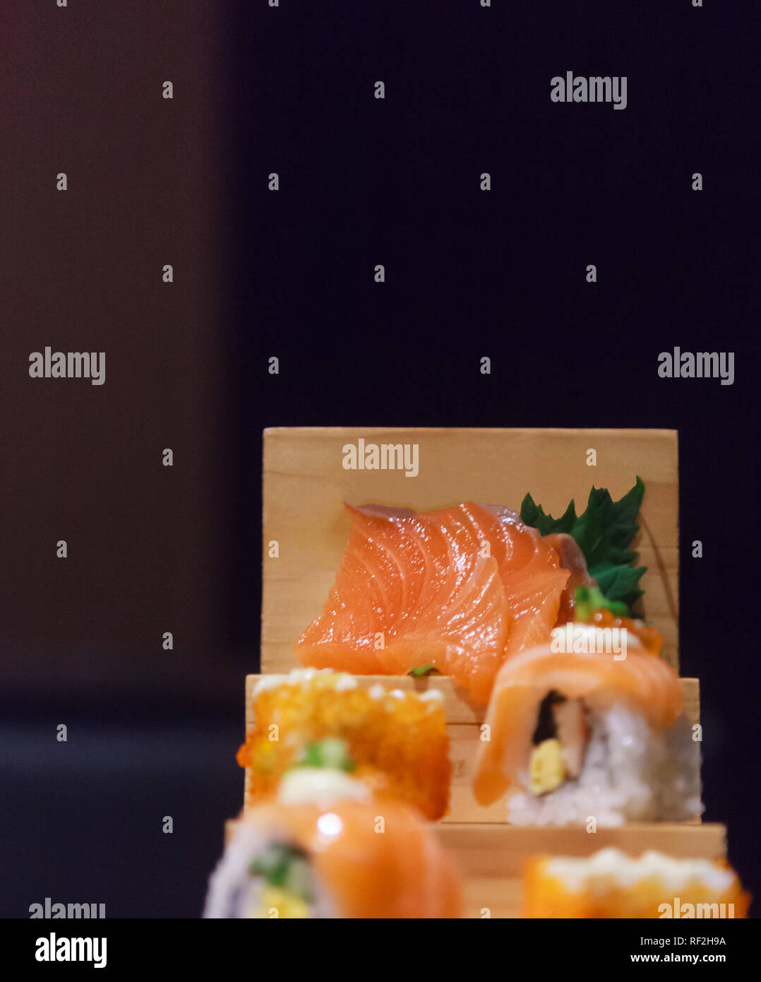 Japanese Fresh Fish Food Dish Menu, Salmon Sushi and Sashimi Assortment ...