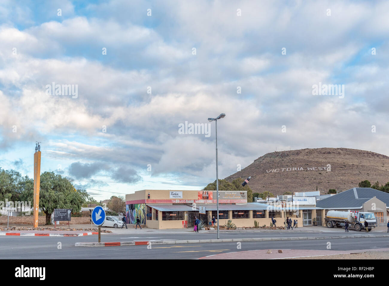 VICTORIA WEST, SOUTH AFRICA, AUGUST 7, 2018: A sunrise street scene ...
