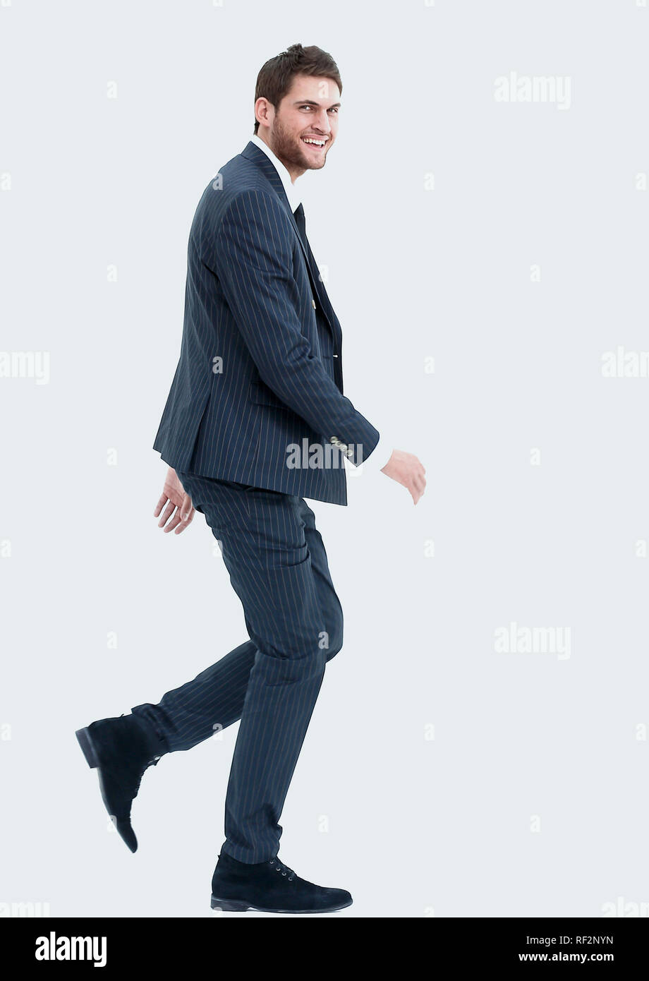 full growth.businessman taking a step forward.isolated on white Stock ...