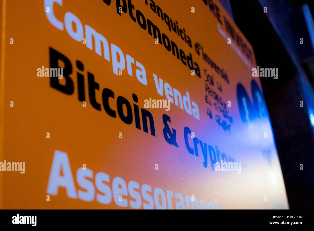 Barcelona, Spain- 02 january 2019: close up of bitcon cryptocurrency ...