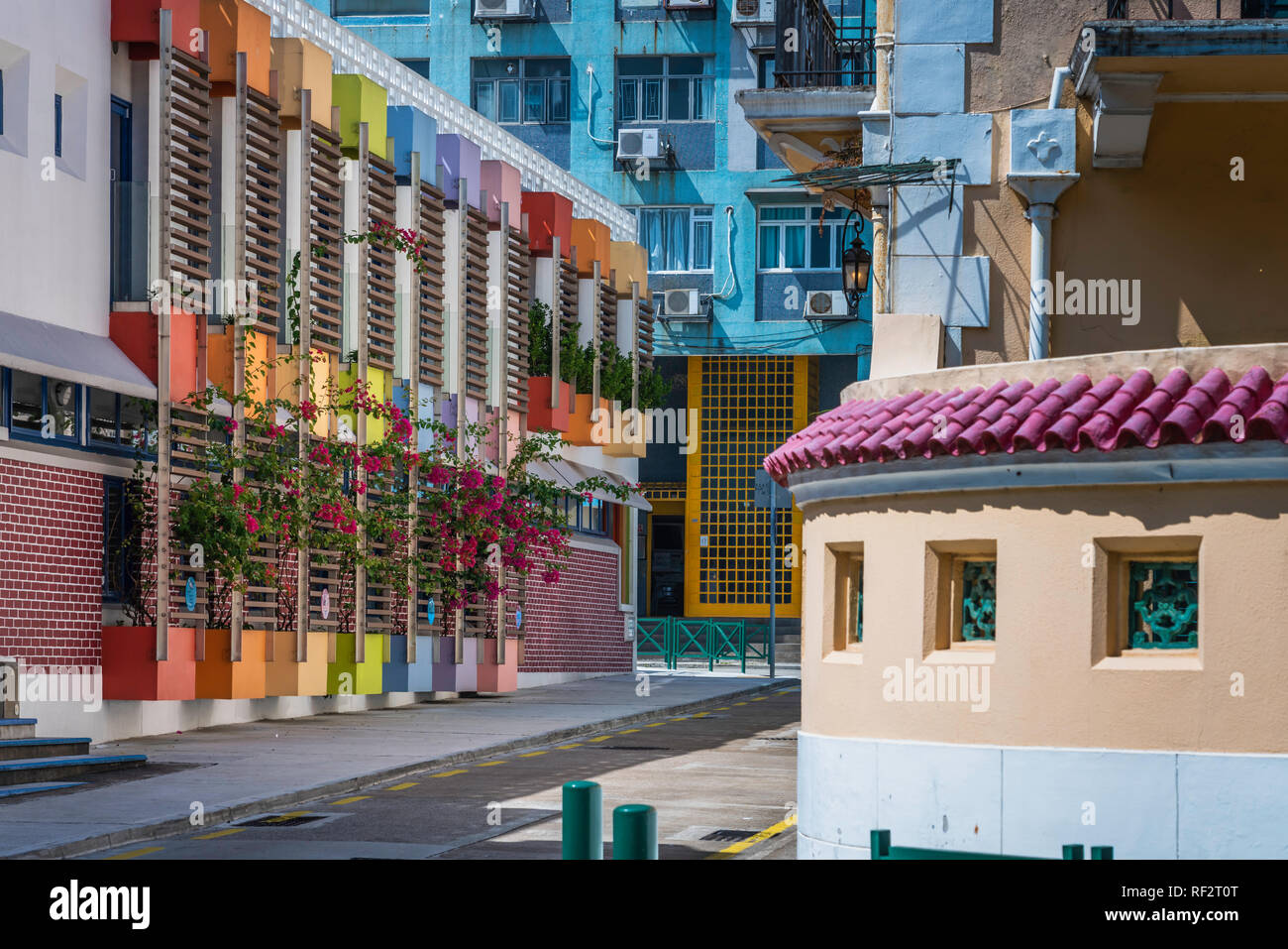 Colorful buildings in Macau, Asia Stock Photo - Alamy