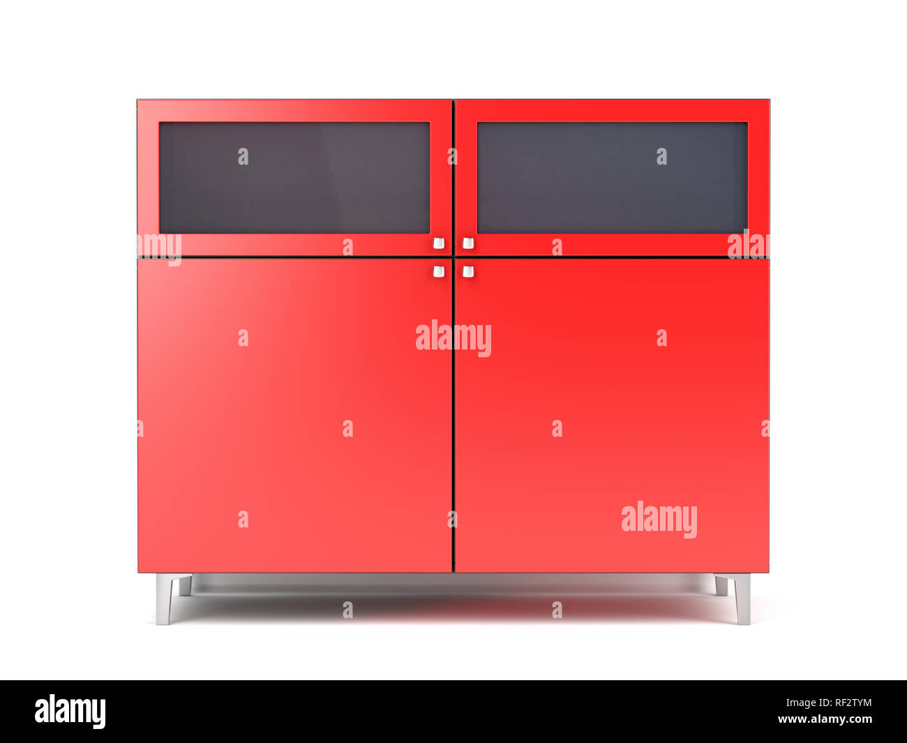 Red storage cabinet on white background, front view Stock Photo - Alamy