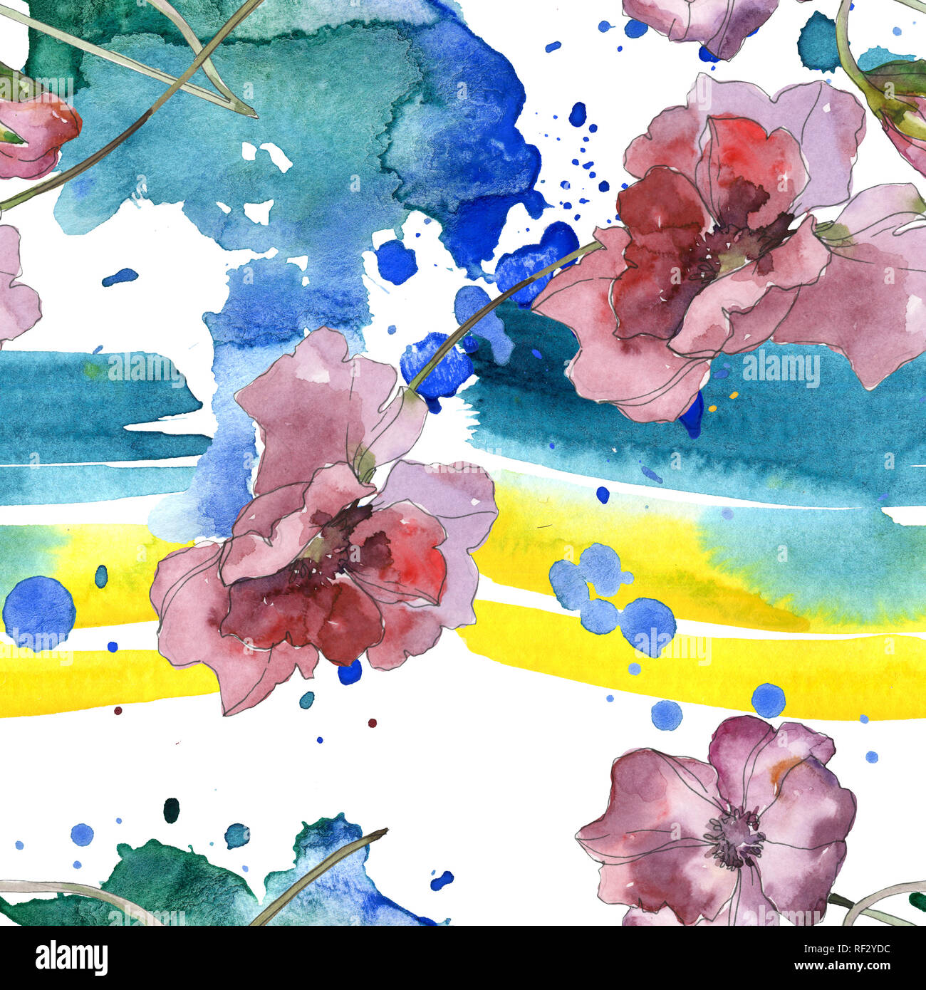 Purple red poppy floral botanical flower. Wild spring leaf isolated ...