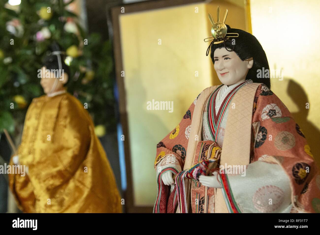 Tokyo, Japan. 23rd Jan, 2019. Japanese ''hina'' dolls modeled after ...
