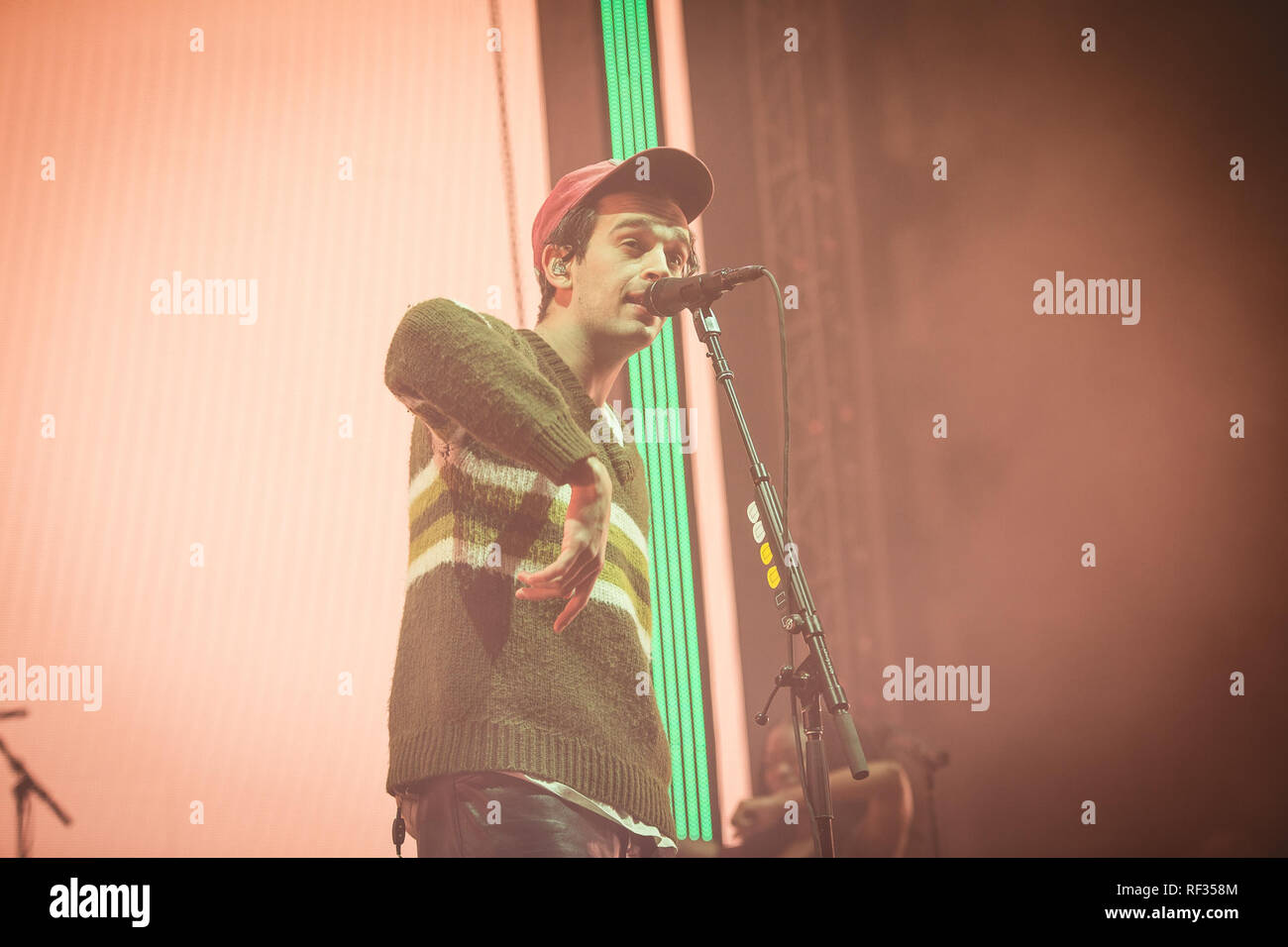Birmingham, UK. January 23, 2019 - Matty Healy of The 1975, performing ...
