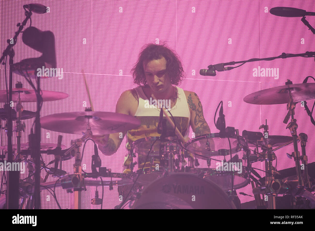 Birmingham, UK. January 23, 2019 - George Daniel of The 1975 ...