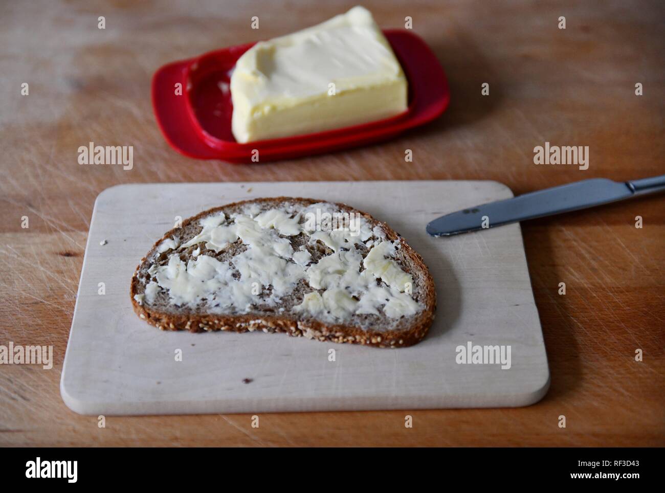 Bread with butter, Germany, city of Osterode, 24. January 2019. Photo ...