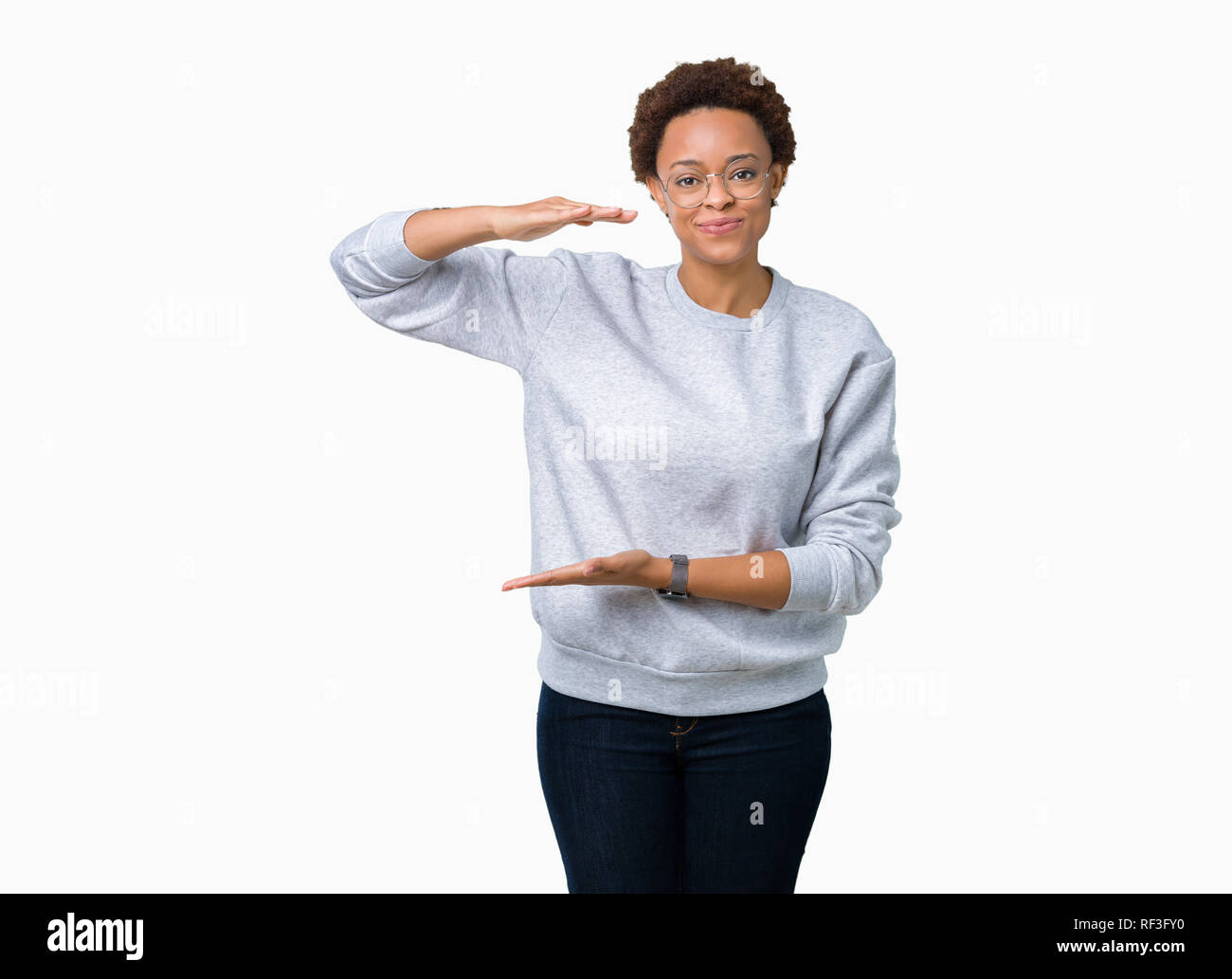 Young beautiful african american woman wearing glasses over isolated ...