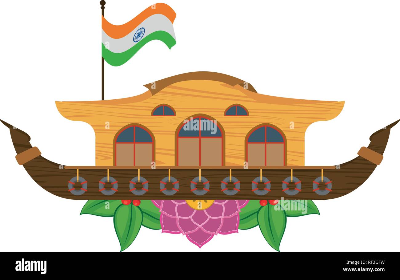 Kerala traditional boat journey Stock Vector Images - Alamy