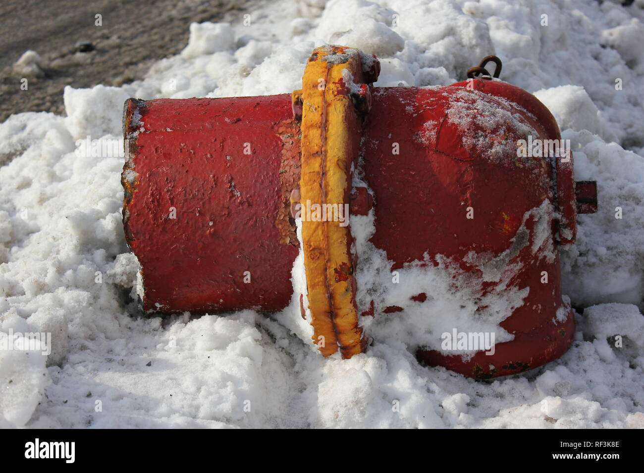 Broken fire hydrant that has been sheared off during a bad traffic ...