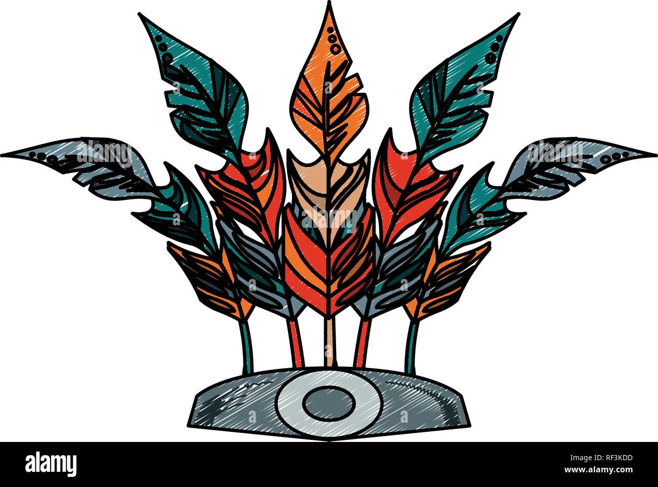 indian feathers crown scribble Stock Vector Image & Art - Alamy