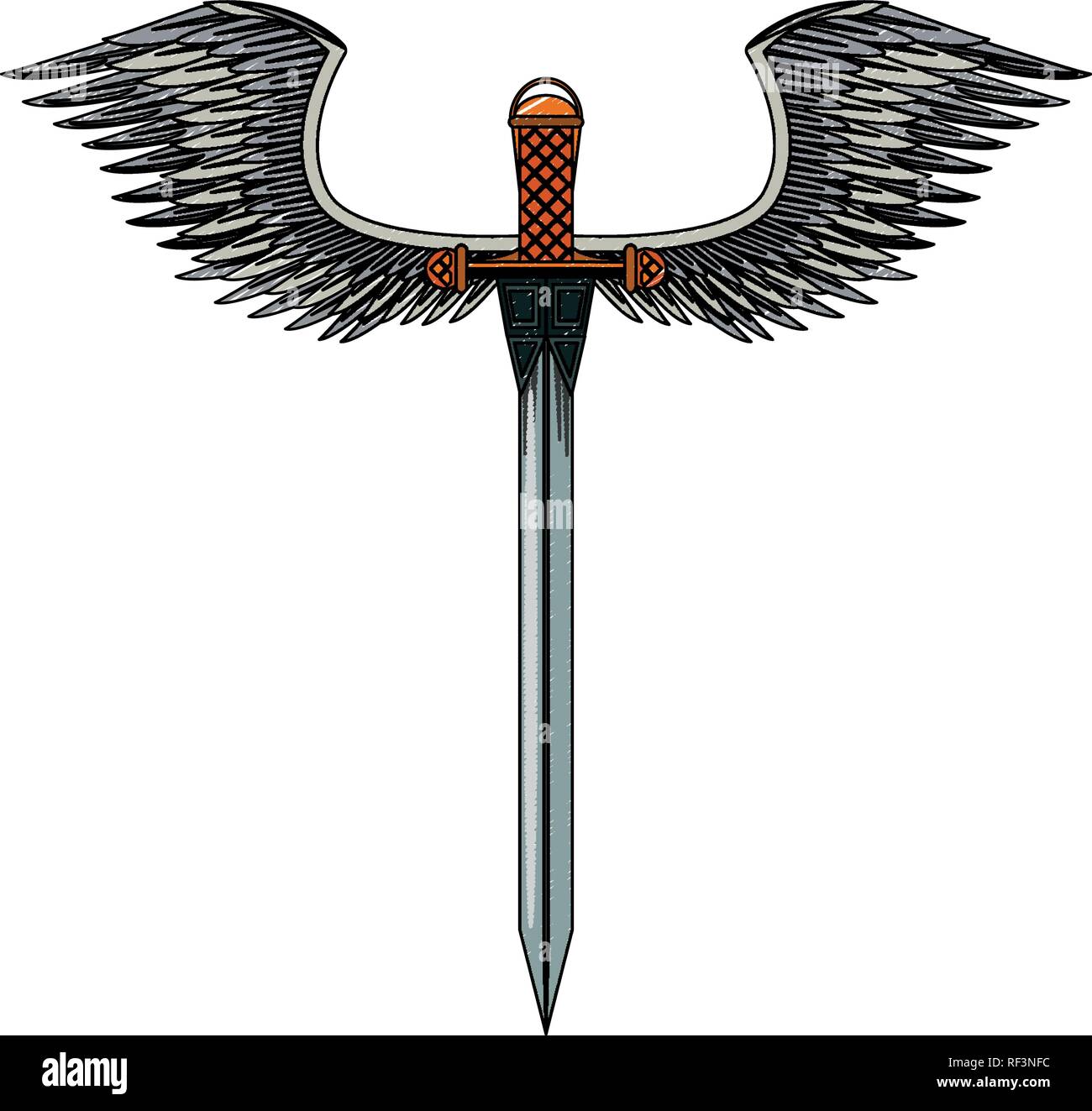 Sword weapon with wings scribble Stock Vector Image & Art - Alamy