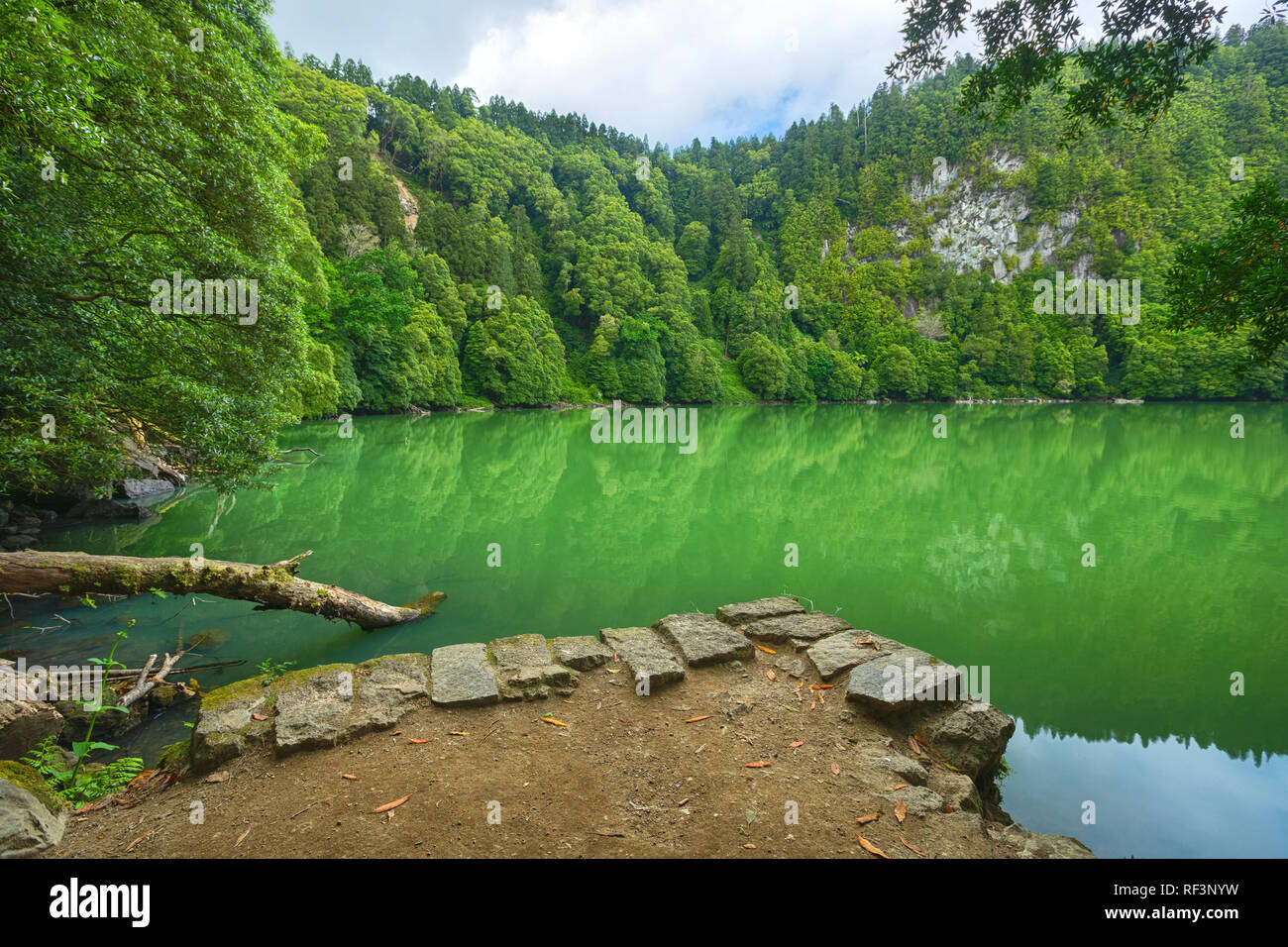 Lagoon Congro (Lagoa do Congro), Sao Miguel island, Azores, Portugal ...