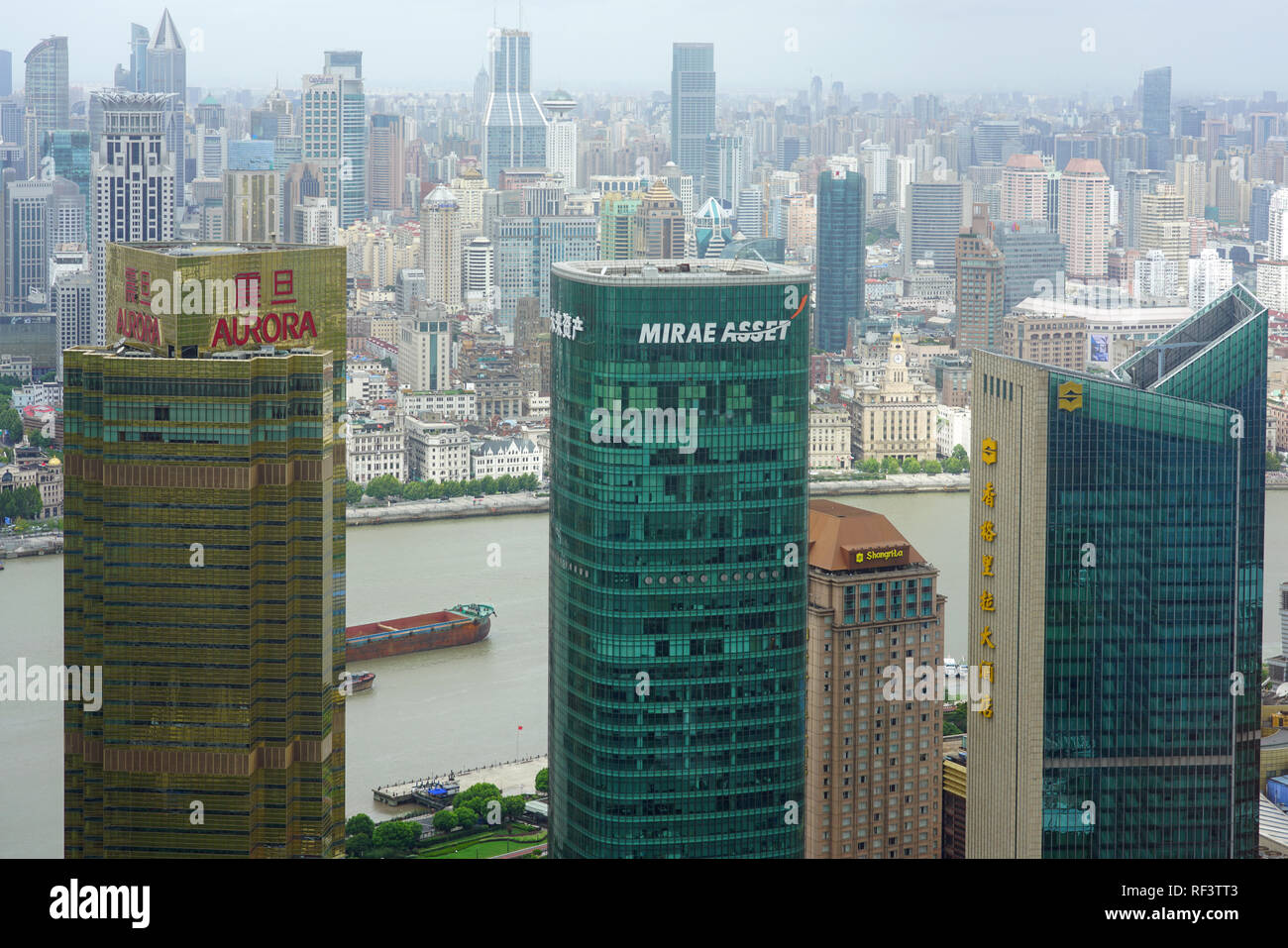 SHANGHAI, CHINA -View of the Shanghai skyline along the Huangpu River ...
