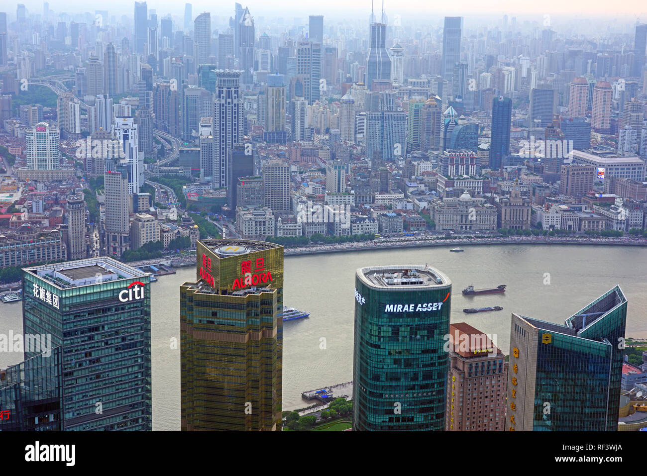 SHANGHAI, CHINA -View of the Shanghai skyline along the Huangpu River ...