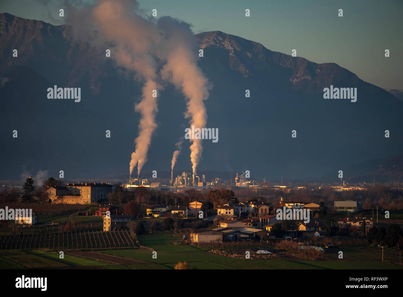 The Fantoni Factory in Osoppo (Italy) and the Friulan Plain with Alps ...