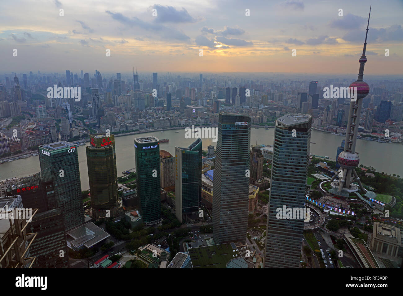 SHANGHAI, CHINA -View of the Shanghai skyline along the Huangpu River ...