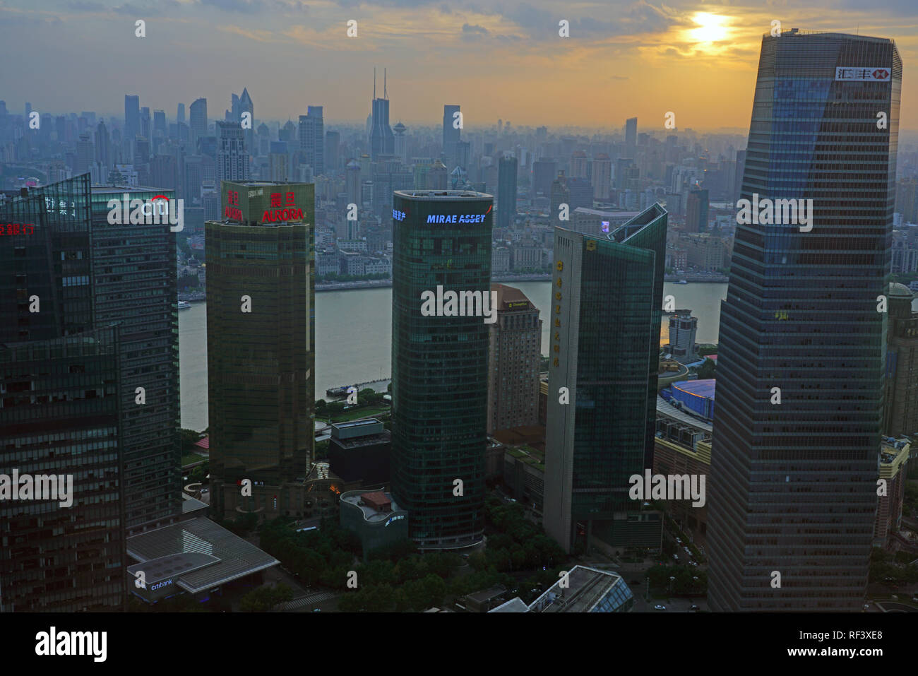 SHANGHAI, CHINA -View of the Shanghai skyline along the Huangpu River ...