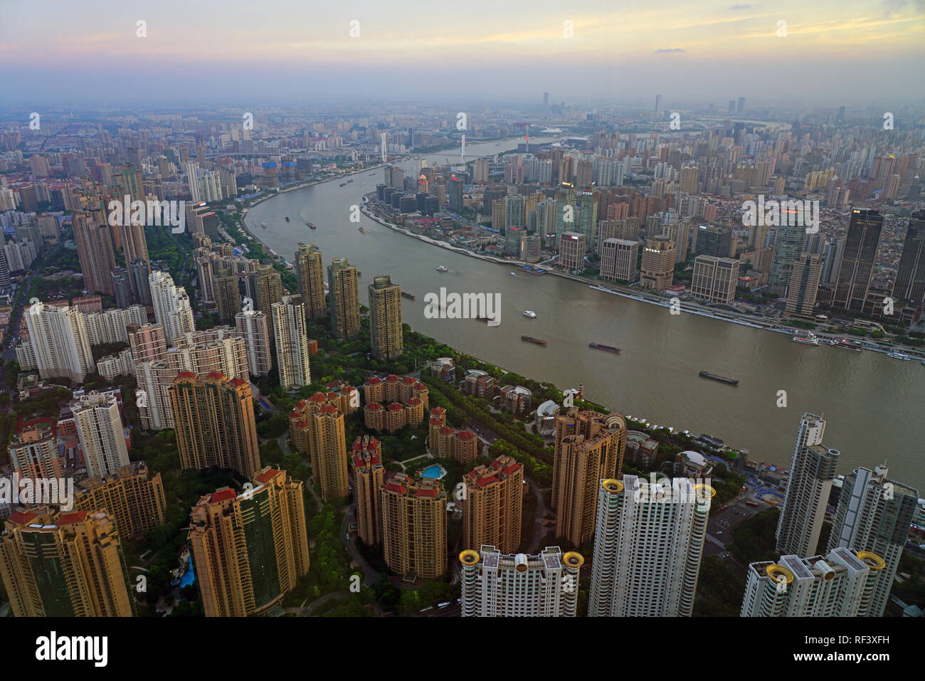 SHANGHAI, CHINA -View of the Shanghai skyline along the Huangpu River ...