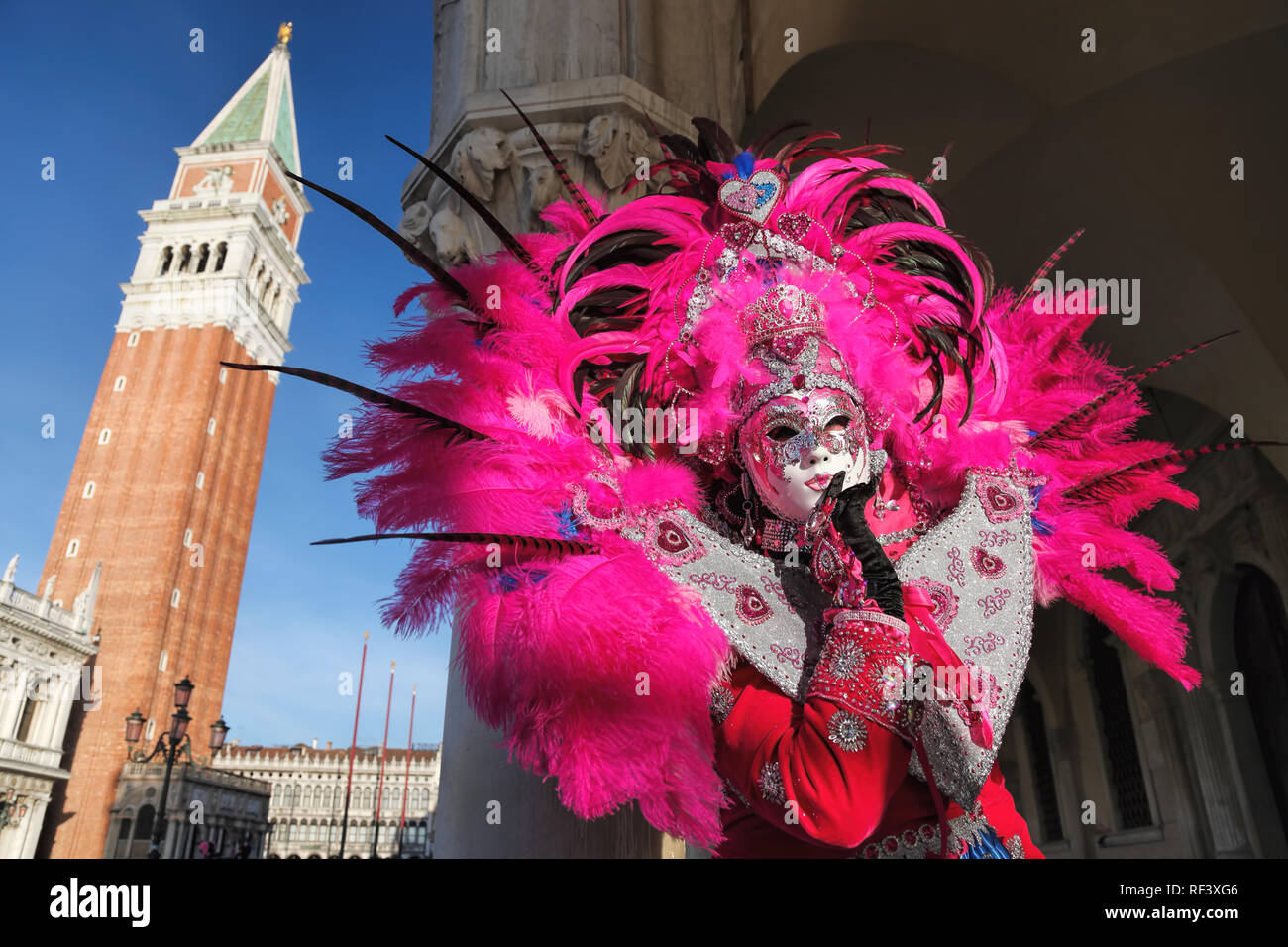 Colorful carnival masks at a traditional festival in Venice, Italy ...