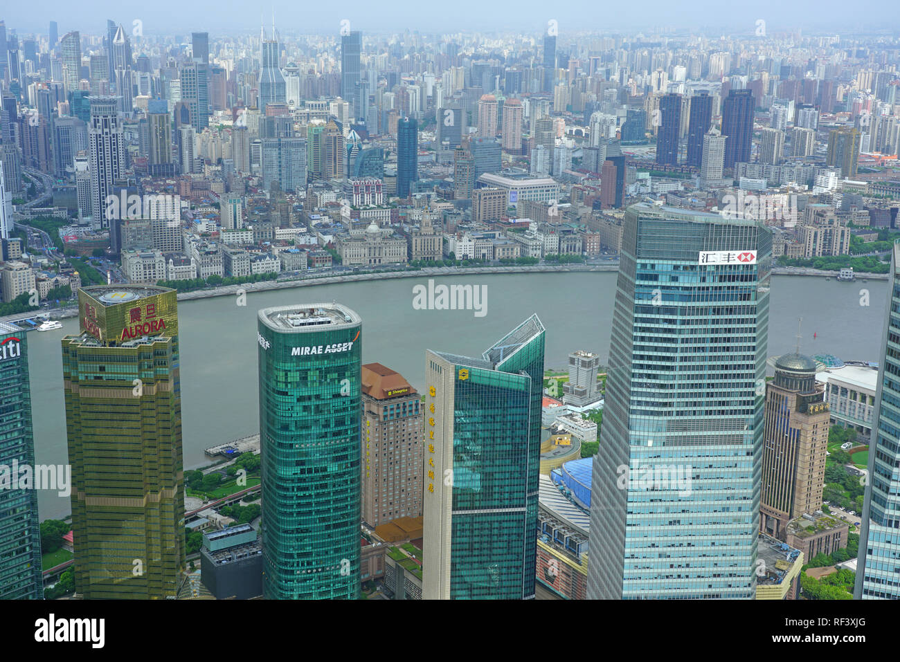 SHANGHAI, CHINA -View of the Shanghai skyline along the Huangpu River ...