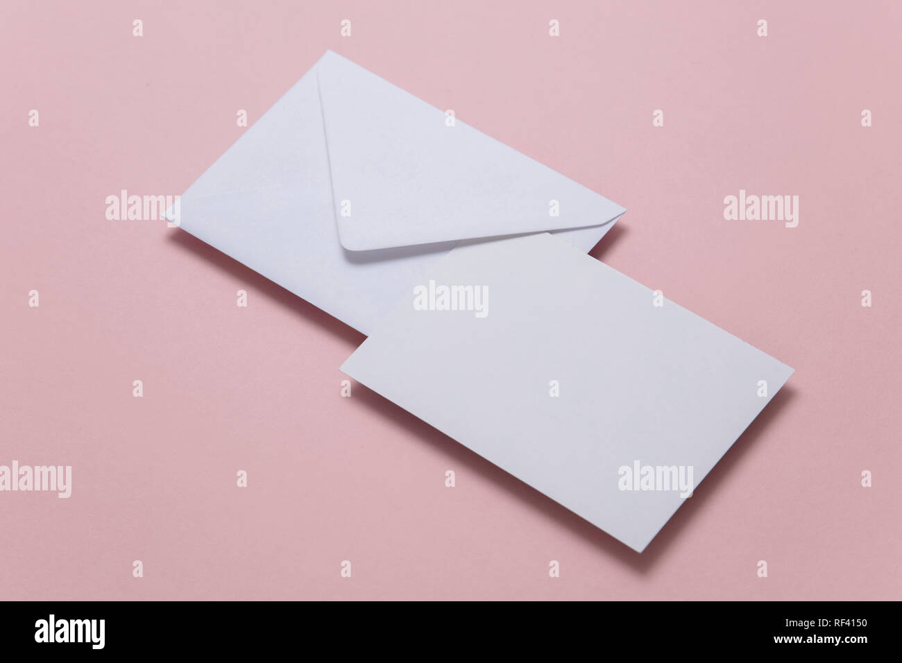 Blank white card with paper envelope template mock up Stock Photo - Alamy