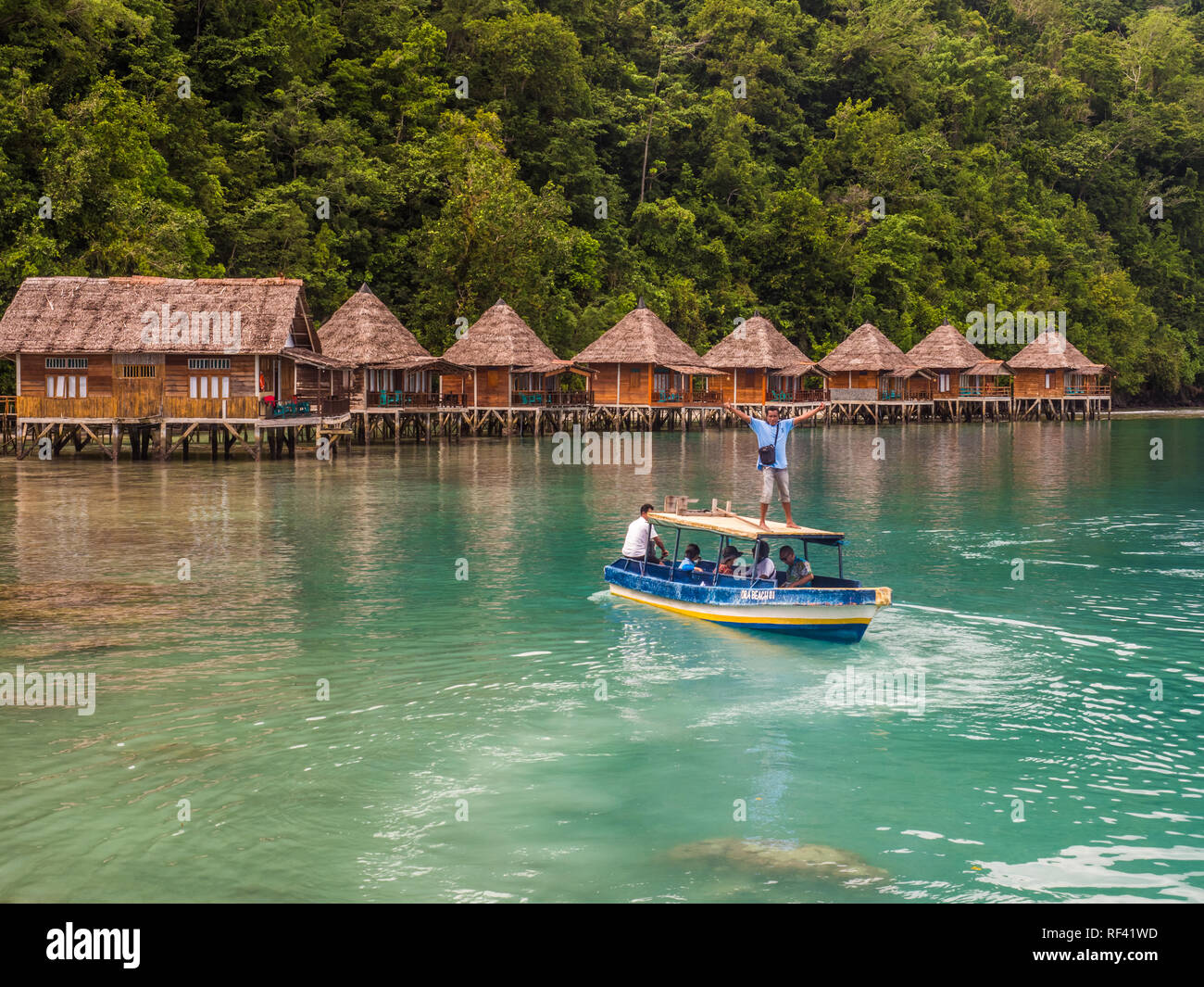 Ora Beach, Indonesia - February 14, 2018: Houses on the water in Ora ...