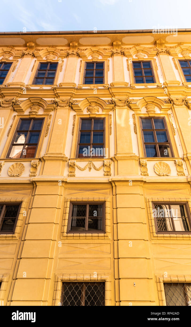 Graz, Styria / Austria - 20.01.2019: View at building with yellow ...