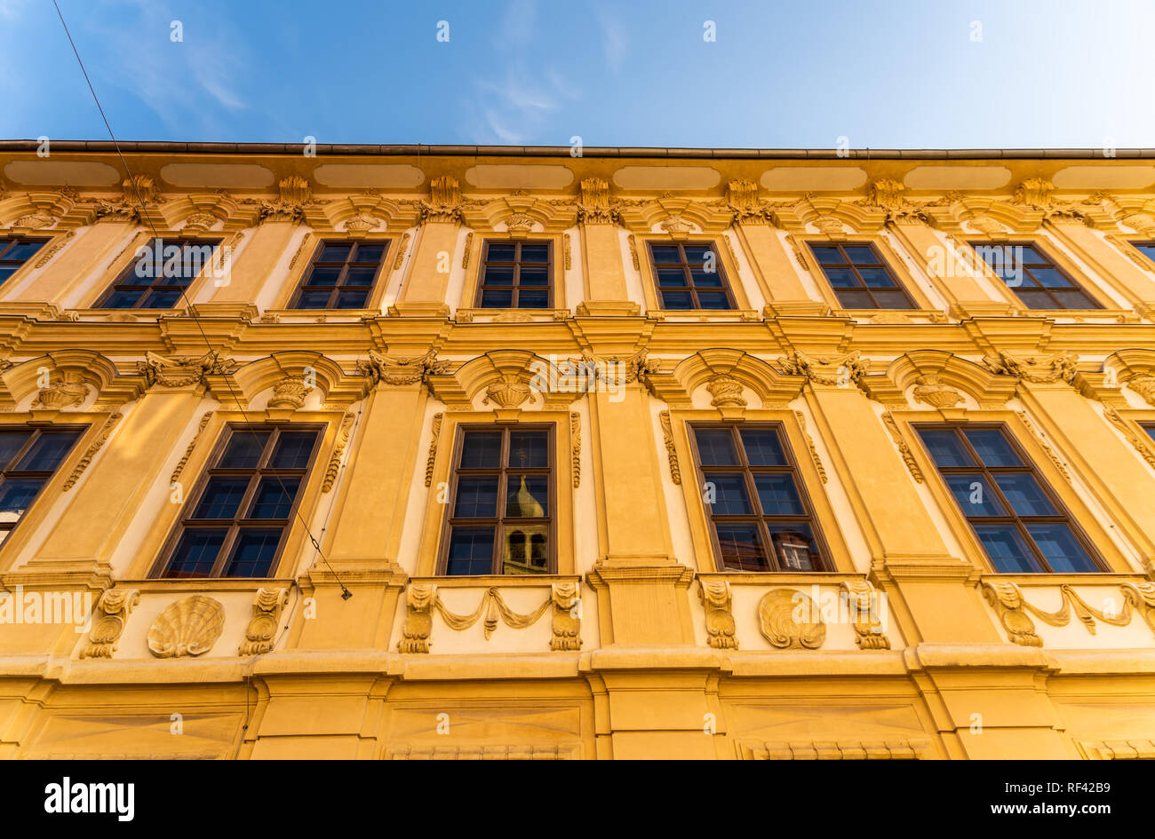 Graz, Styria / Austria - 20.01.2019: View at building with yellow ...