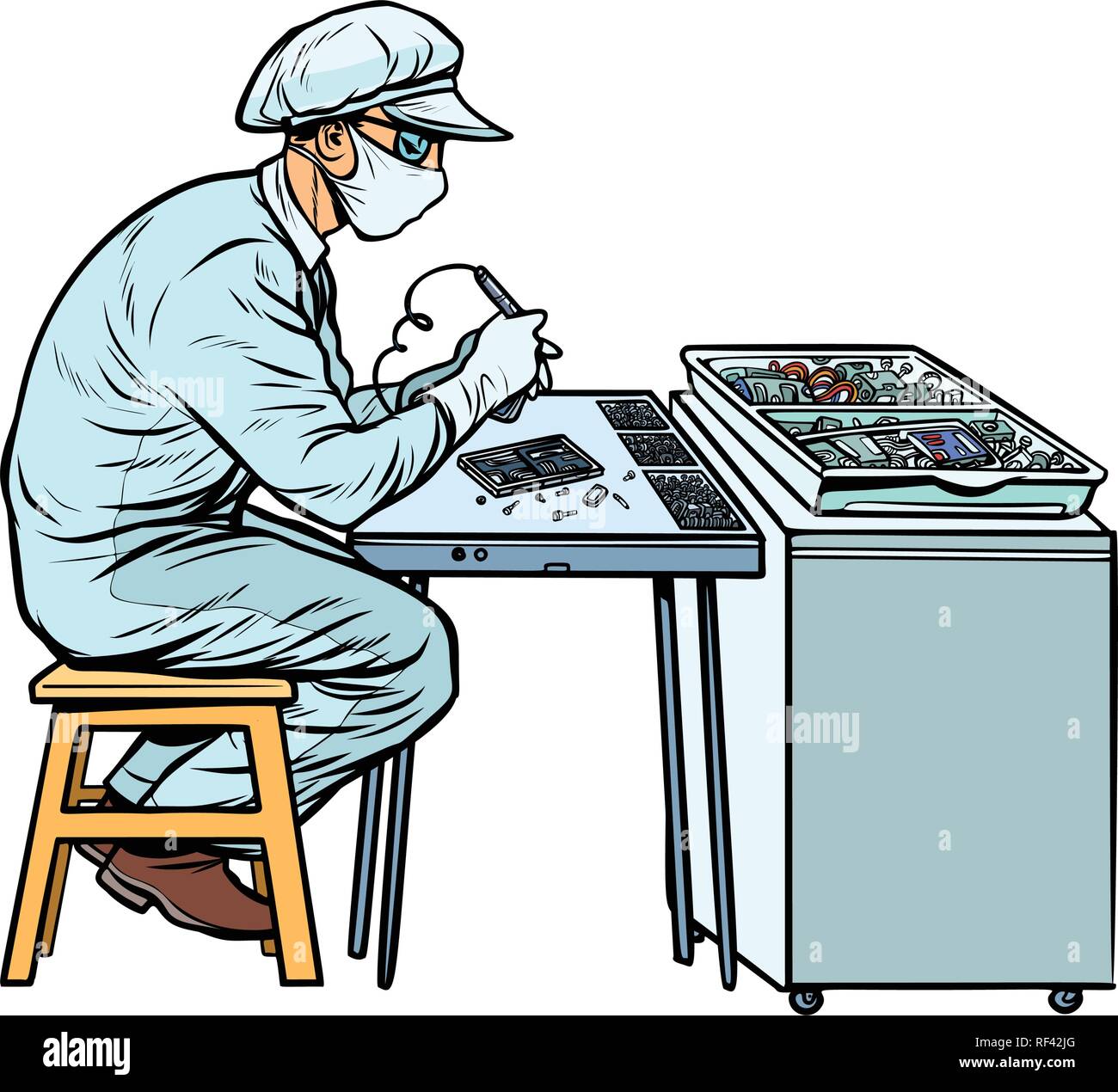 Conveyor factory electronic assembly Stock Vector Images - Alamy