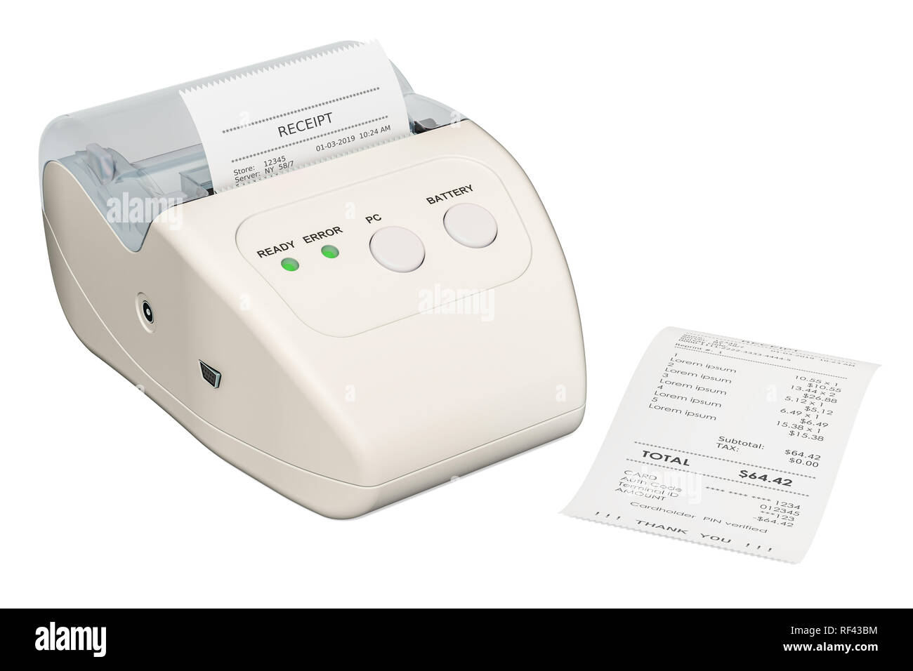 Receipt printer for POS, 3D rendering isolated on white background ...