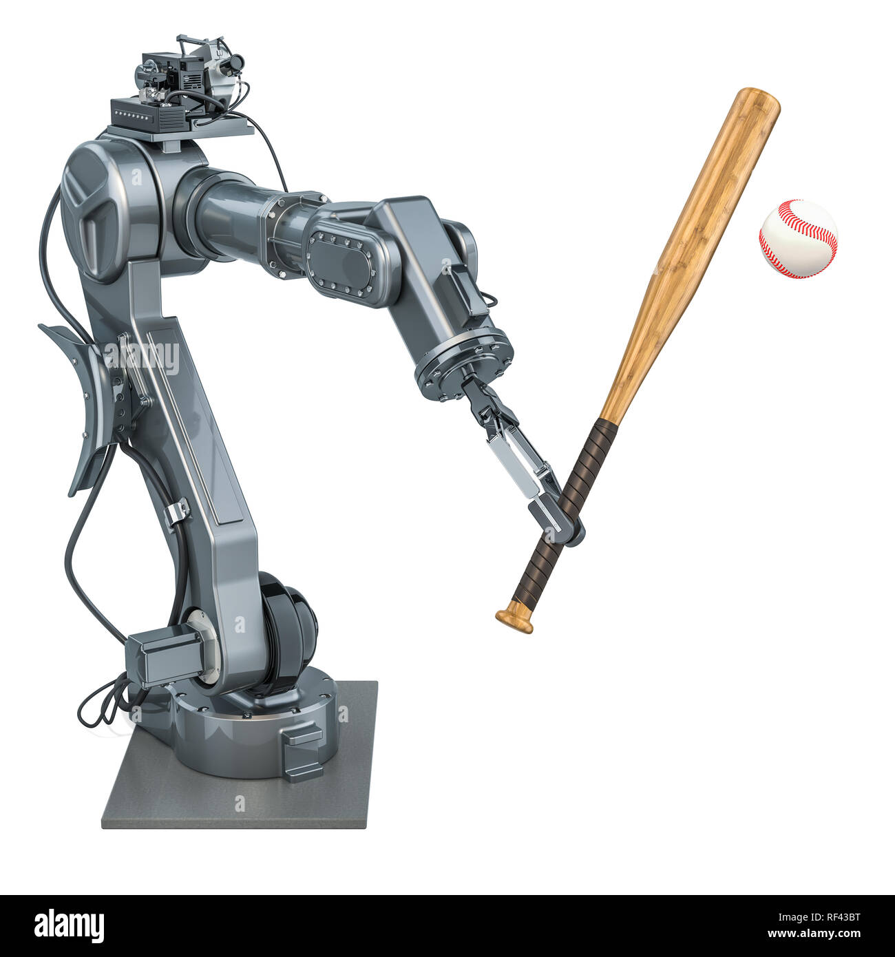 Robot arm play baseball, 3D rendering Stock Photo - Alamy