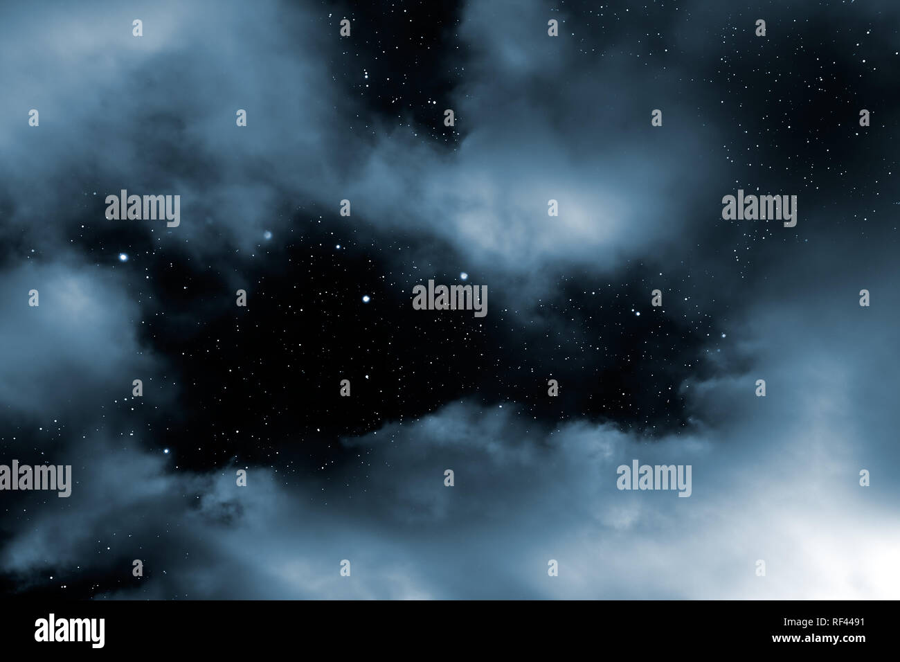 Starry night with clouds background Stock Photo - Alamy