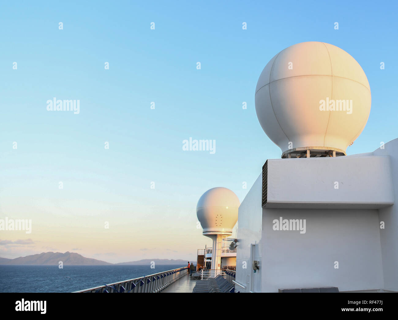 Forward view of a cruise ship overlooking its radar Stock Photo - Alamy