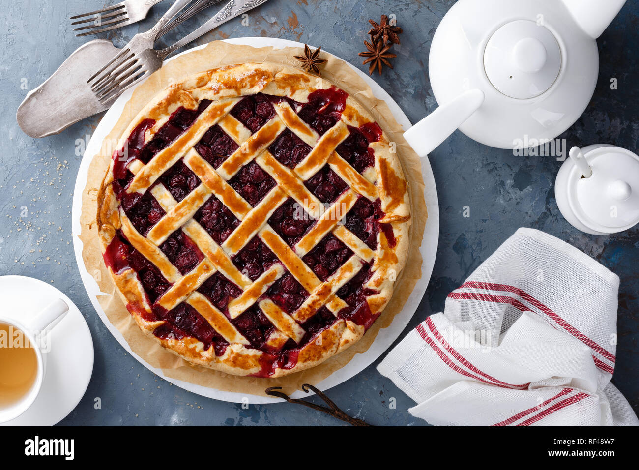 American cherry pie Stock Photo - Alamy