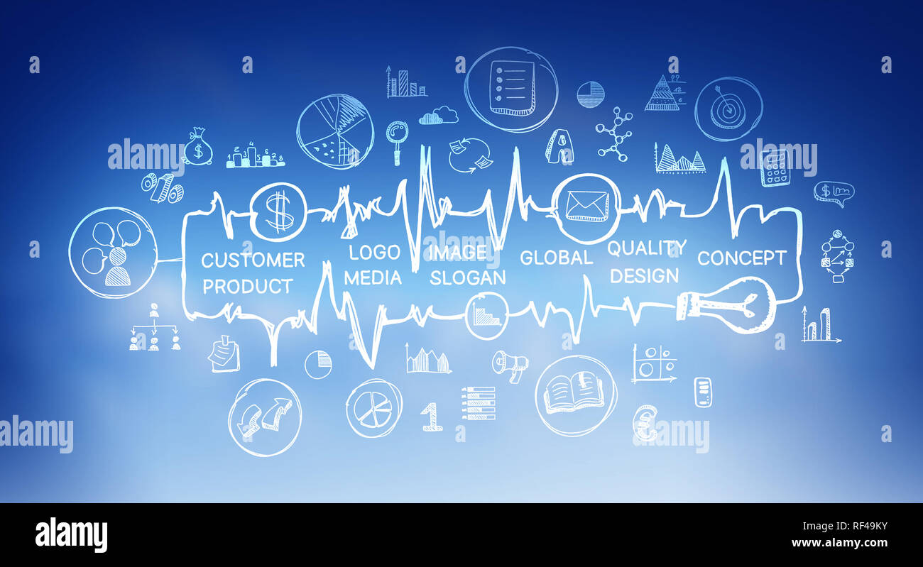 Business success drawn strategy on sky background Stock Photo - Alamy