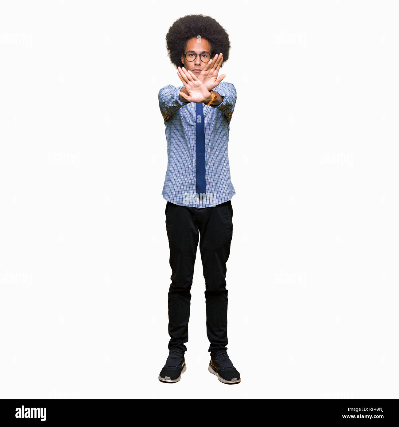 Young latin man doing negative Cut Out Stock Images & Pictures - Alamy