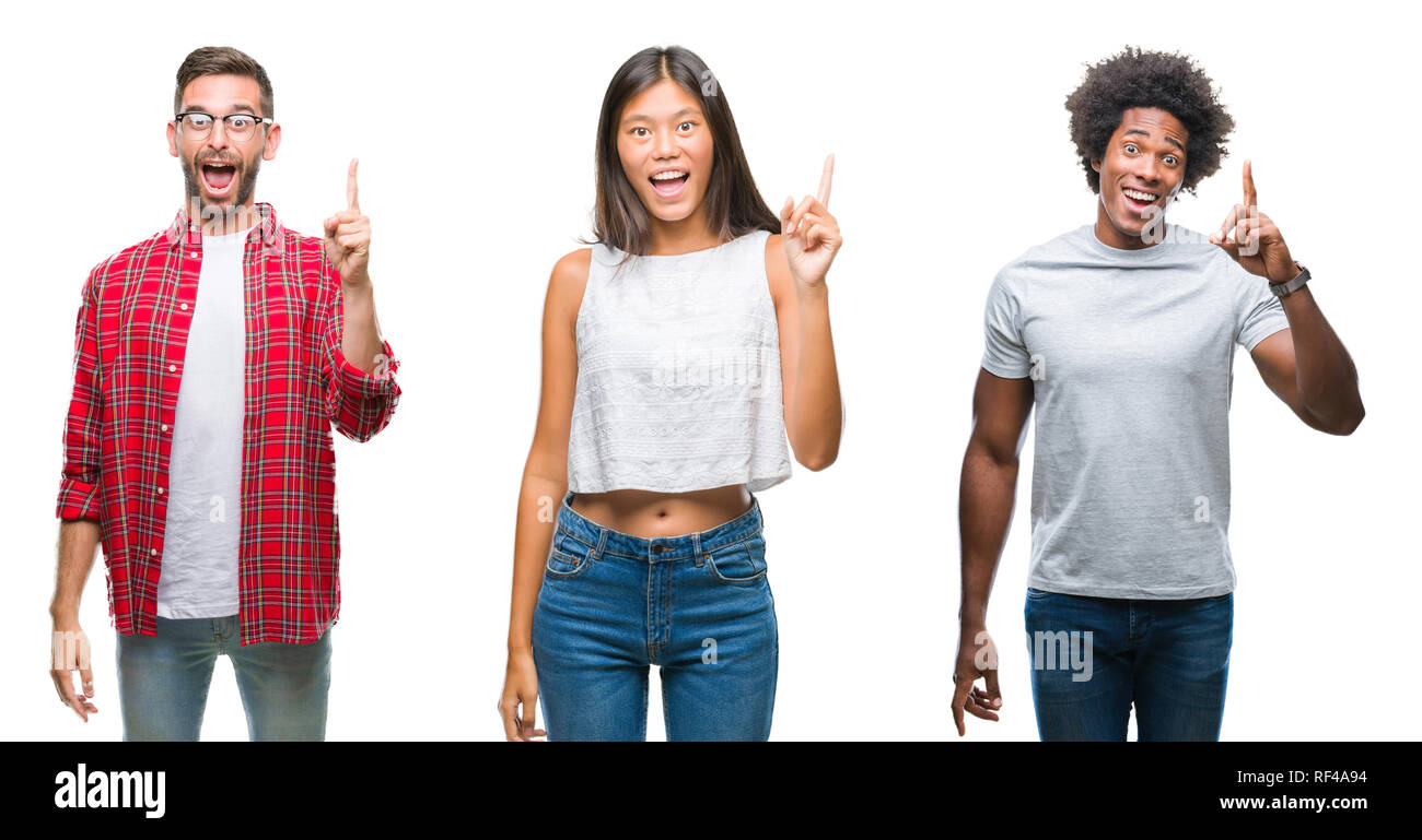 Collage of group of Chinese, african american, hispanic people over ...